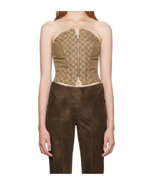 MISBHV Jacquard Monogram Corset Top - Multicolor