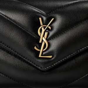 Saint Laurent Loulou Mini Quilted Lambskin Crossbody Bag - Black