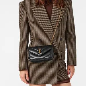 Saint Laurent Loulou Mini Quilted Lambskin Crossbody Bag - Black