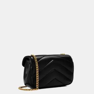Saint Laurent Loulou Mini Quilted Lambskin Crossbody Bag - Black