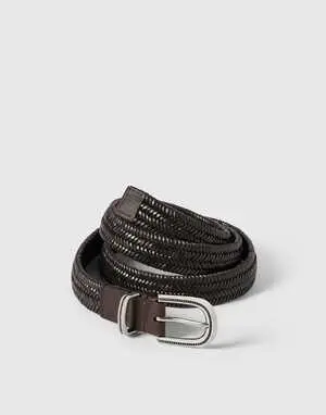 Brunello Cucinelli Chevron-effect Braided Leather Belt
