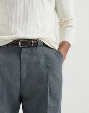 Brunello Cucinelli Chevron-effect Braided Leather Belt
