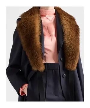 Prada Logo-lettering Fur Collar