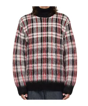 Helmut Lang Brushed Plaid Turtleneck - Black