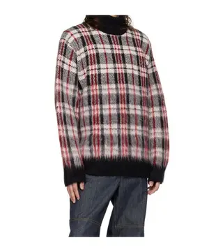 Helmut Lang Brushed Plaid Turtleneck
