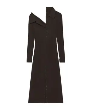 COURREGES Button Detailed Ribbed-knit Midi Dress