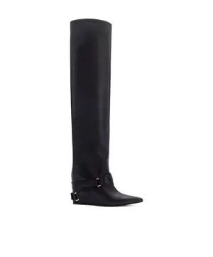 COURREGES Leather Wedged Boots - Black
