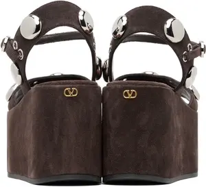 Valentino Garavani Open-toe Platform Sandals With Embellishments - Brown