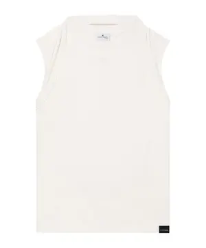 COURREGES Draped-detail Cotton Tank Top - Optic White