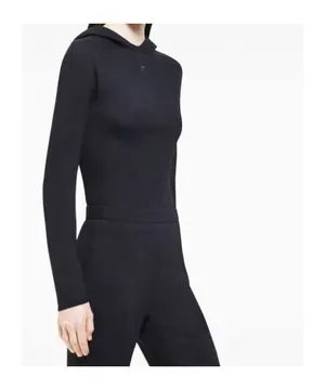 COURREGES Long Sleeve Embroidered Hoodie - Black