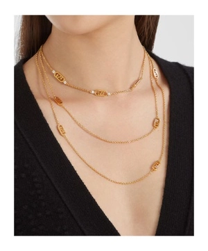 Fendi O'lock Chain Necklace With Crystal Embellishments