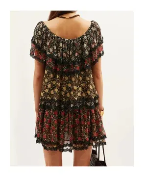 Rixo Floral Motif Ruffled Dress