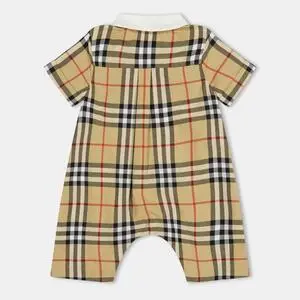 Burberry Plaid Short Sleeve Romper With Collar