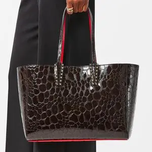 CHRISTIAN LOUBOUTIN Crocodile-embossed Leather Tote Bag With Gold-tone Studs