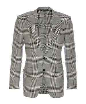 TOM FORD Single-breasted Checked Blazer - Gray