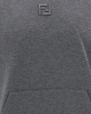 Fendi Logo Embroidered Hoodie - Dark Grey