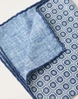 Brunello Cucinelli Geometric Designed Pocket Square - Blue