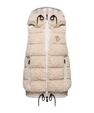 Moncler Teddy Hooded Insulated Vest - Light Beige