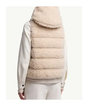Moncler Teddy Hooded Insulated Vest - Light Beige