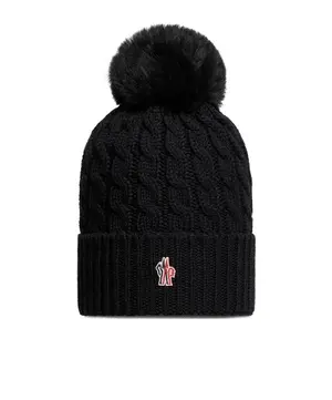 Moncler Wool Beanie With Pom Pom - Black