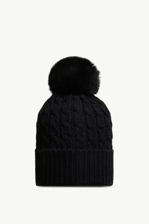 Moncler Wool Beanie With Pom Pom