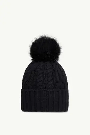 Moncler Wool Cashmere Blend Beanie With Pom Pom