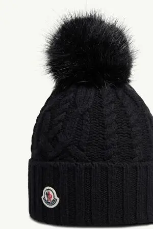 Moncler Wool Cashmere Blend Beanie With Pom Pom