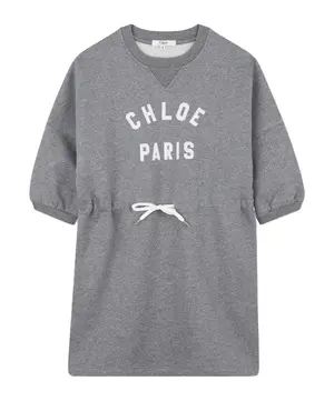 Chloé Logo Detail Sweatshirt Dress - Gray