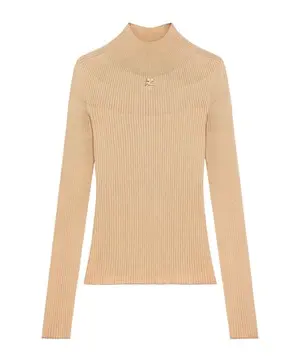 COURREGES Courrèges Logo Embroidered Long-sleeved Jumper - Beige