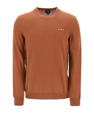 A.p.c. A.P.C. Logo Embroidered Knit Jumper Brown