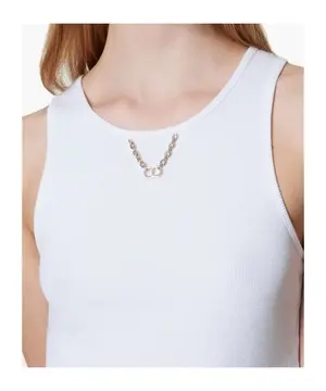 TWINSET Sleeveless Cotton Tank Top With Chain Detail