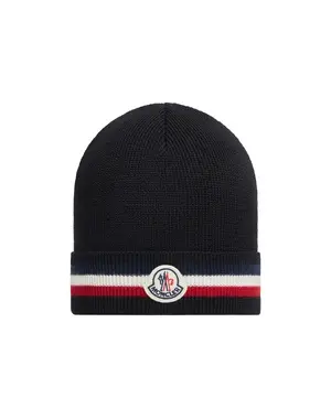 Moncler Tricolor Wool Beanie - Black