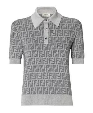 Fendi Gray Ff Jacquard Polo Shirt