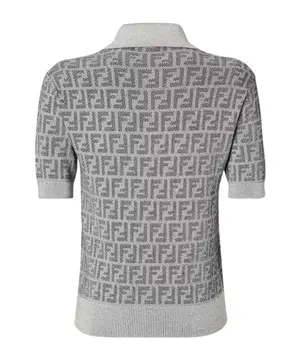 Fendi Gray Ff Jacquard Polo Shirt