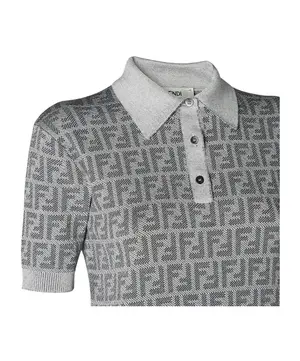 Fendi Gray Ff Jacquard Polo Shirt