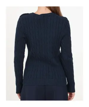 Ralph Lauren Embroidered Cable Knit Jumper - Navy