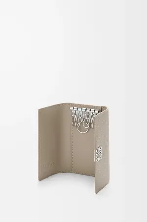 Loewe Anagram Key Case In Pebble Grained Calfskin