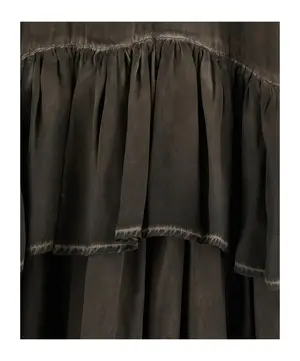 UMA WANG Short Sleeve Maxi Dress With Pleated Details