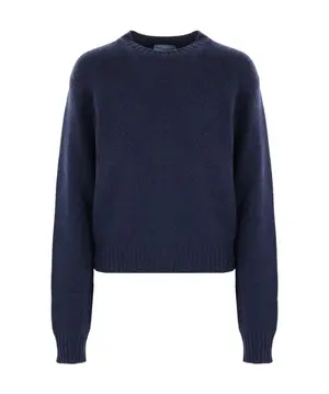 Prada Crewneck Knitted Jumper - Blue