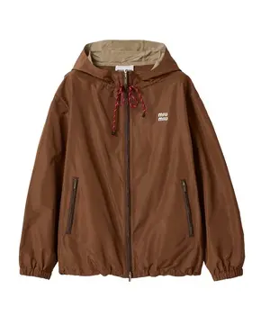 Miu Miu Technical Fabric Hoodie Jacket - Cocoa Brown