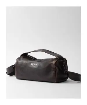 Prada Logo-detailed Zip-up Shoulder Bag - Dark Brown