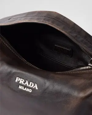 Prada Logo-detailed Zip-up Shoulder Bag - Dark Brown