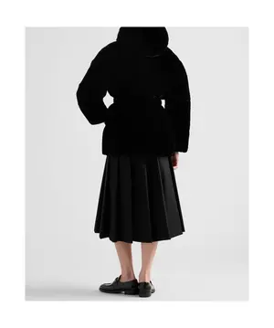 Prada Hooded Down Jacket With Enameled Metal Triangular Logo