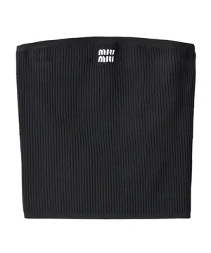 Miu Miu Strapless Ribbed Cropped Top