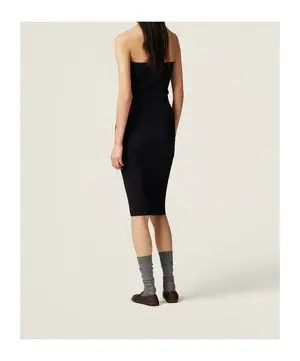 Miu Miu Strapless Ribbed Cropped Top