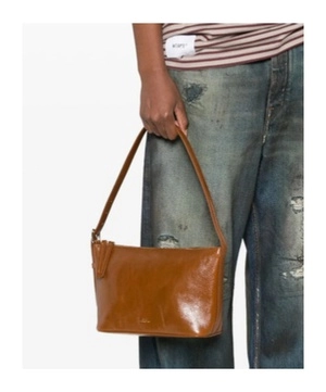 A.p.c. Vera Logo Printed Zipped Shoulder Bag - Brown