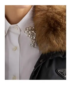 Prada Padded Jacket With Drawstring And Removable Fur Collar