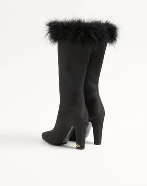 Valentino Garavani Hotty Shantung Feather Boots