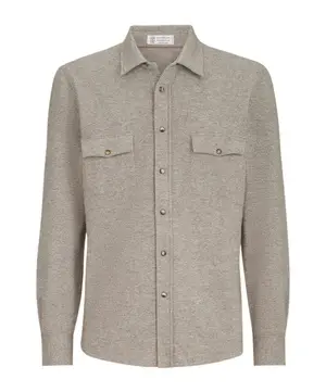 Brunello Cucinelli Virgin Wool, Cashmere And Silk Knit Shirt