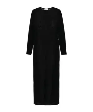 JEAN PAUL GAULTIER Pinstripe Sheer Mesh Midi Dress - Black